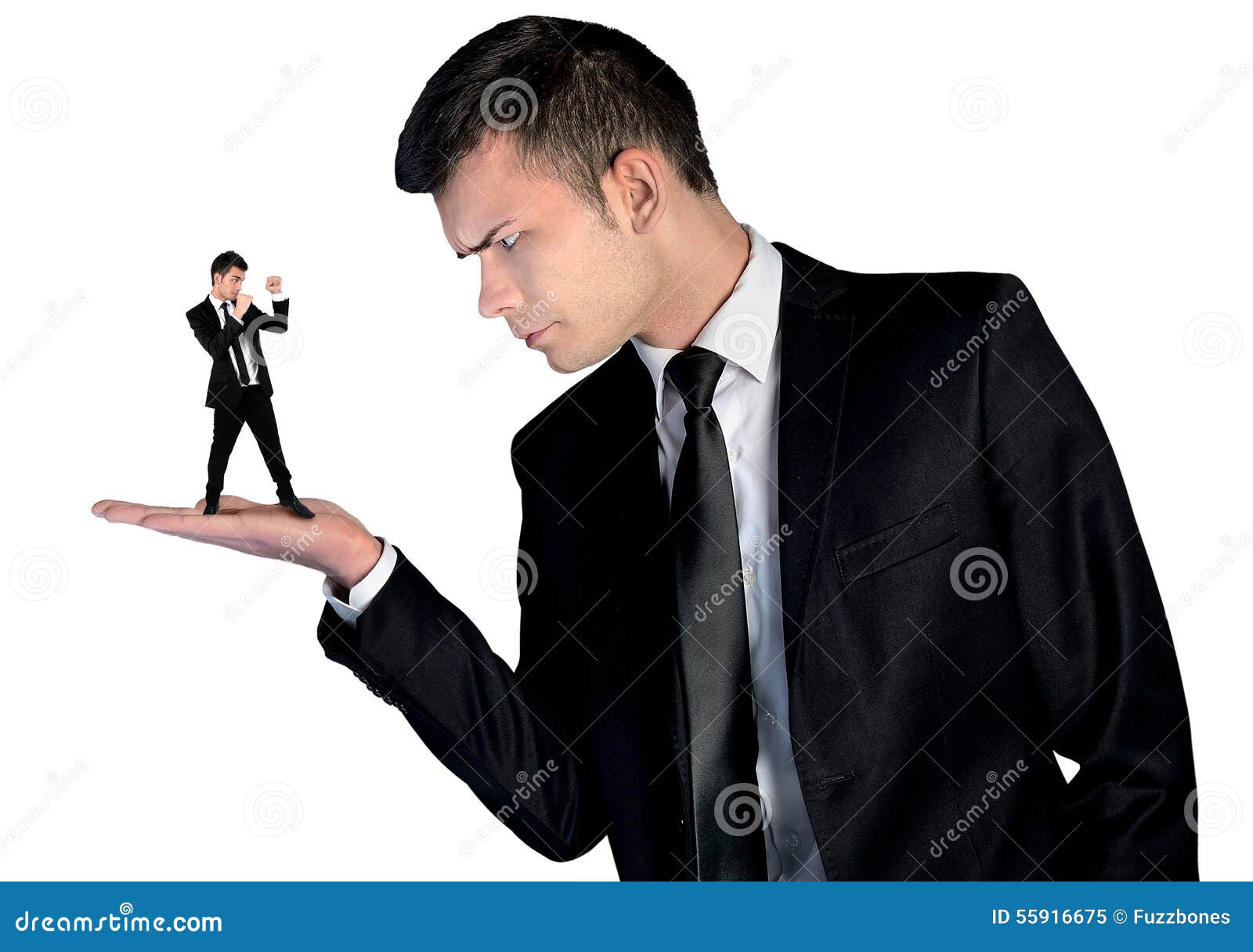 Business Man Looking Angry on Little Man Stock Image - Image of ...