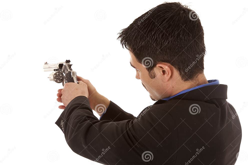 Business Man Looking Down Gun Stock Image - Image of criminal, hand ...