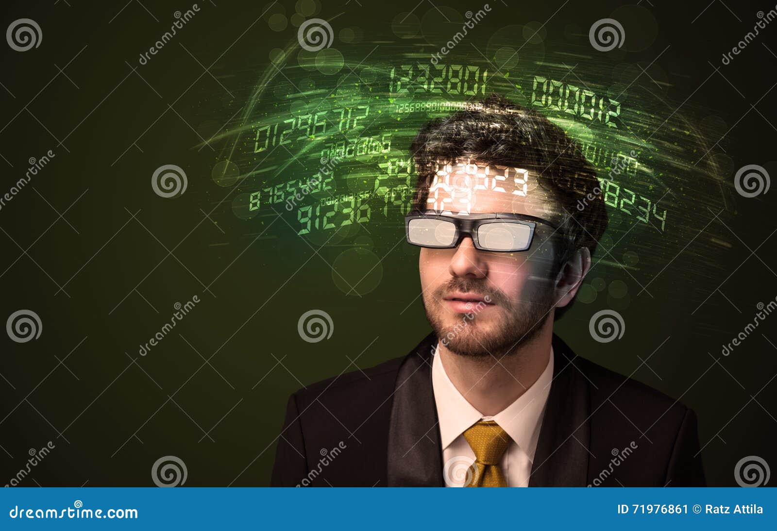 Business Man Looking at High Tech Number Calculations Stock Image ...