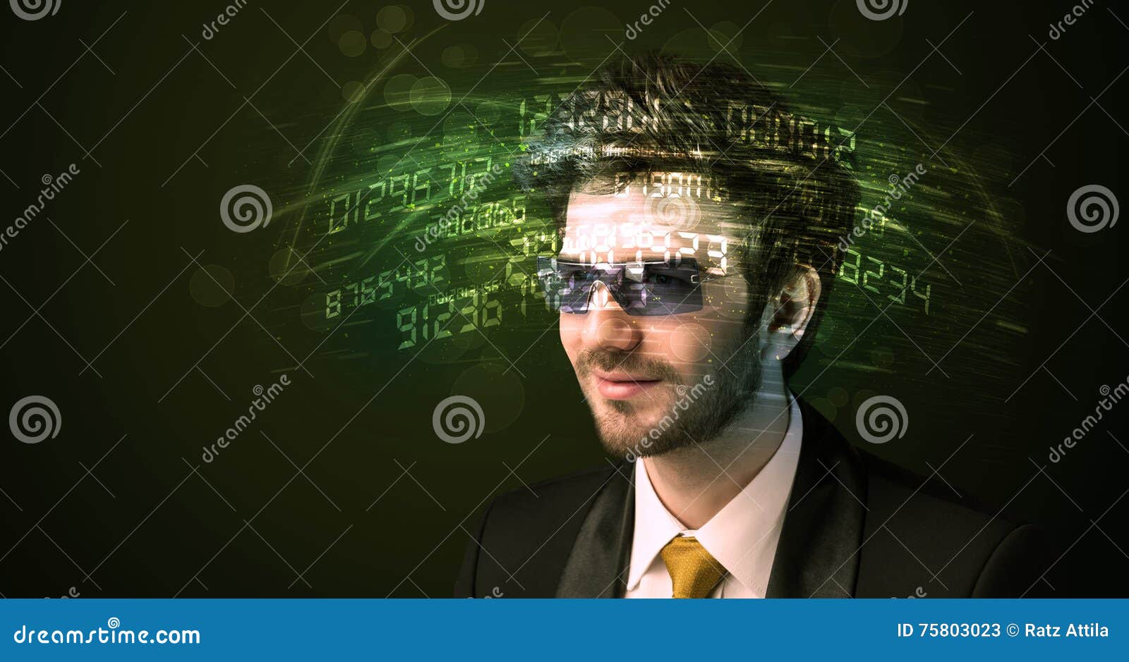 Business Man Looking at High Tech Number Calculations Stock Image ...