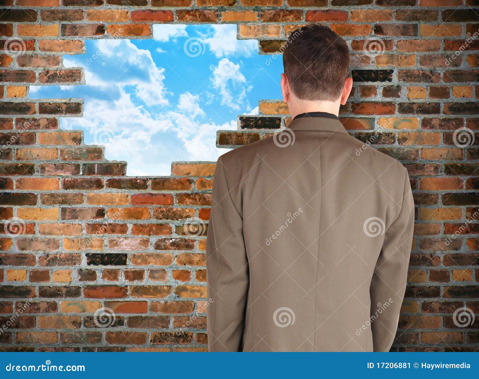 Business Man Looking At Hope Wall Stock Image Image 17206881