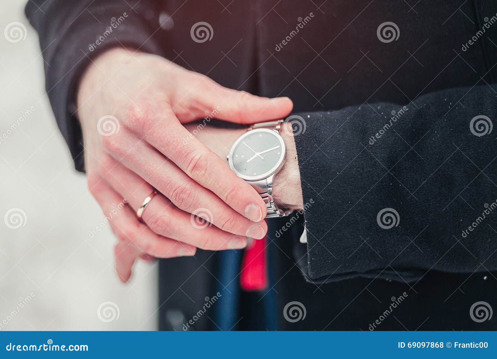 Business Man Looking at Watch Stock Photo - Image of clock, adult: 69097868