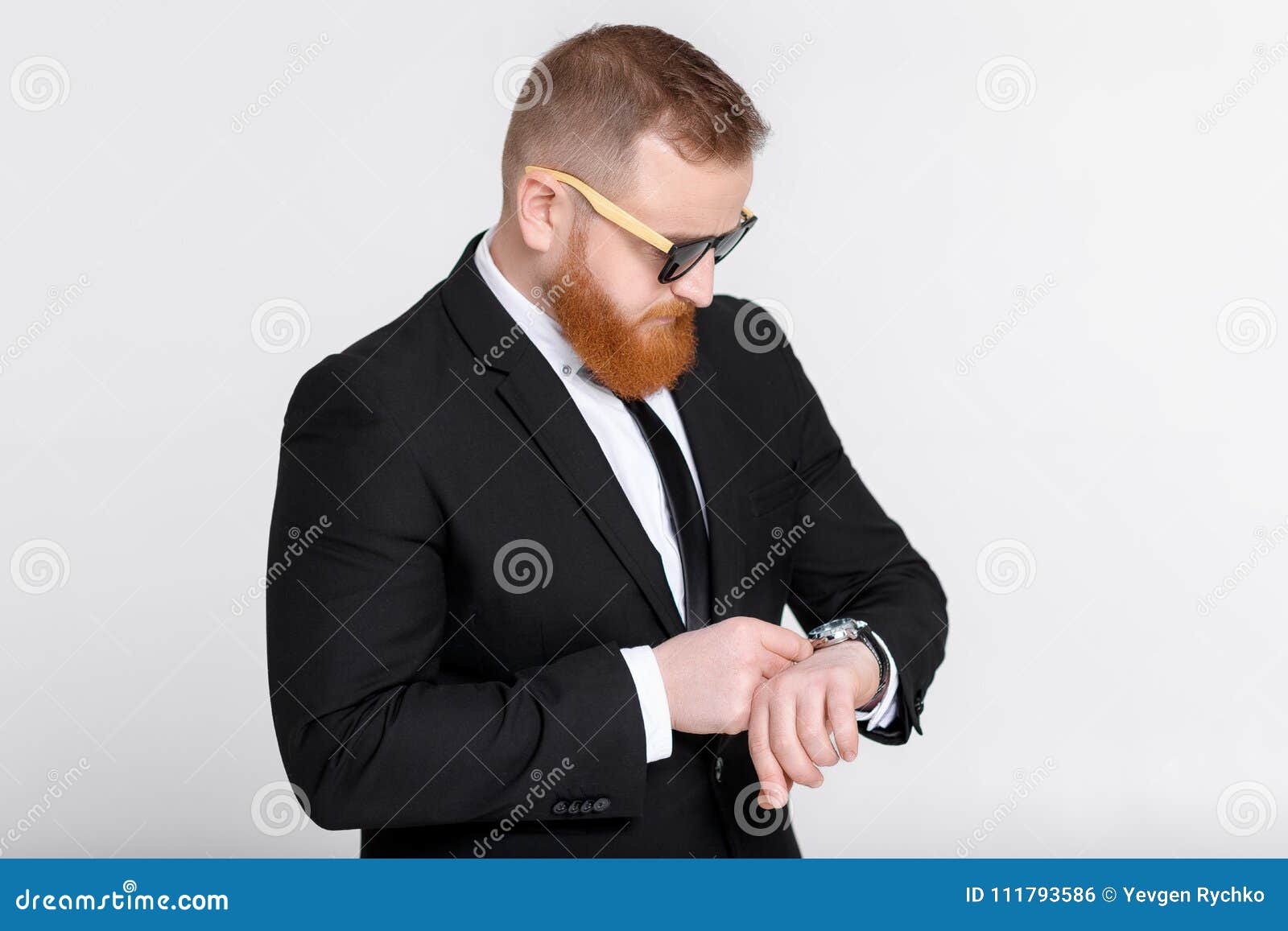 Business Man Looking at Watch Stock Photo - Image of examining, late ...