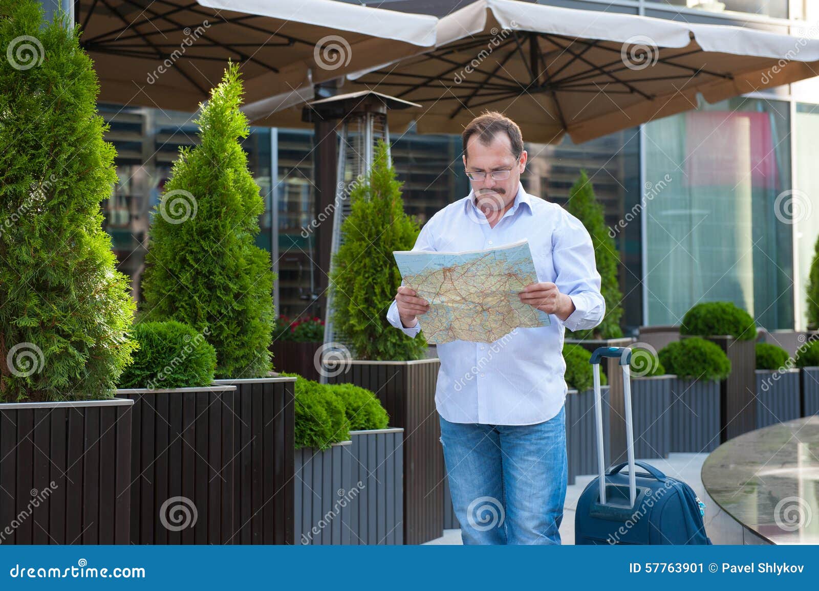 Business Man Looking the Way on Map. Stock Image - Image of holiday ...