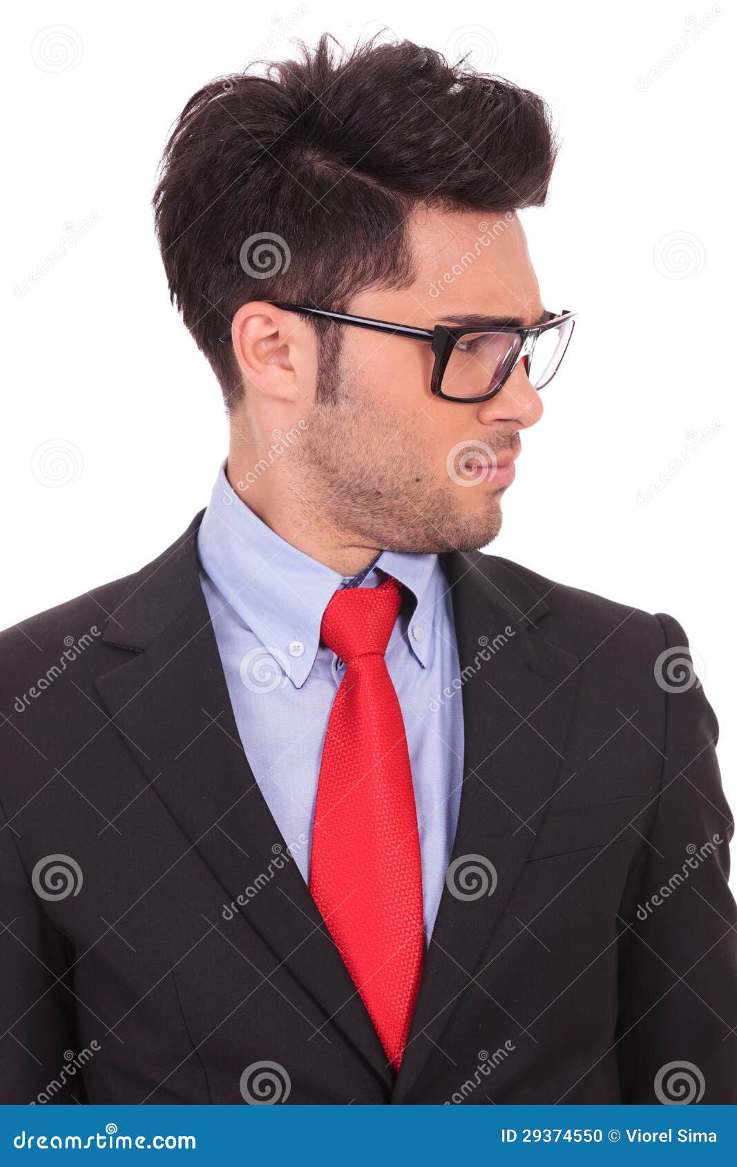 Business Man Looks Doubtfully To Side Stock Photo - Image of goofy ...