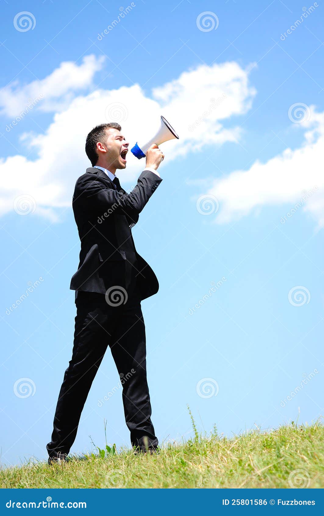 Business Man with Loudspeaker Stock Photo - Image of loud, business ...