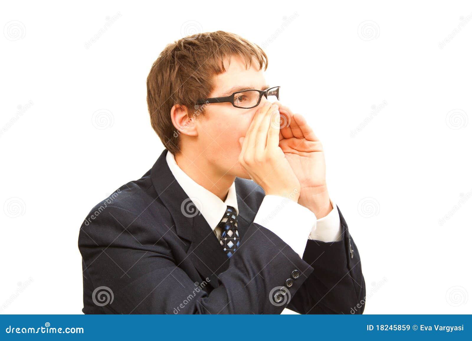 Business Man Making an Announcement Stock Image - Image of holler ...