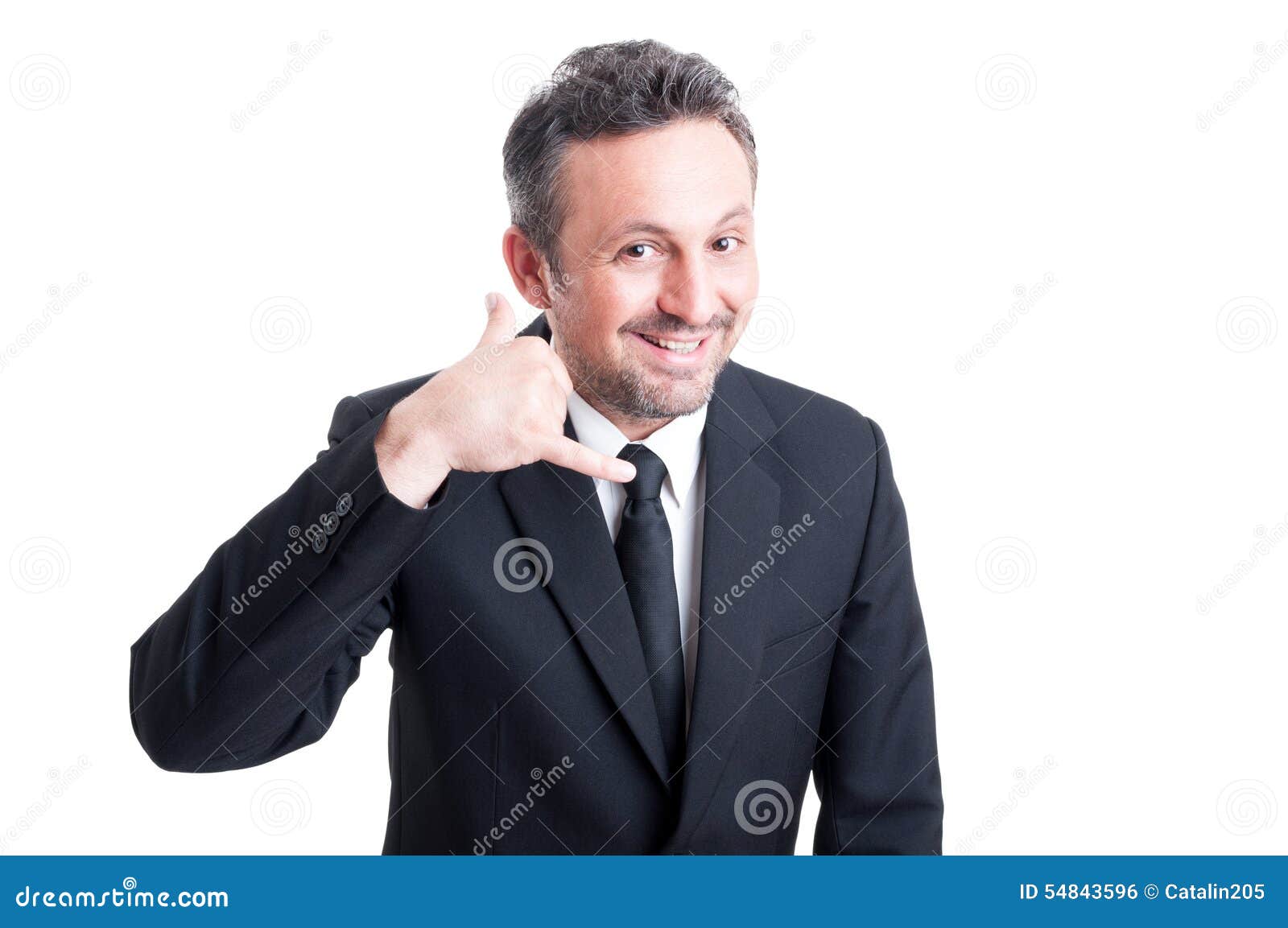 Business Man Making Call Us or Contact Gesture Stock Photo - Image of ...