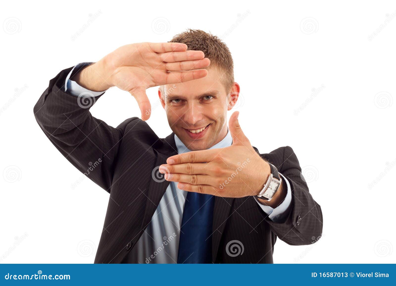 Business Man Making a Hand Frame Stock Image - Image of attractive ...
