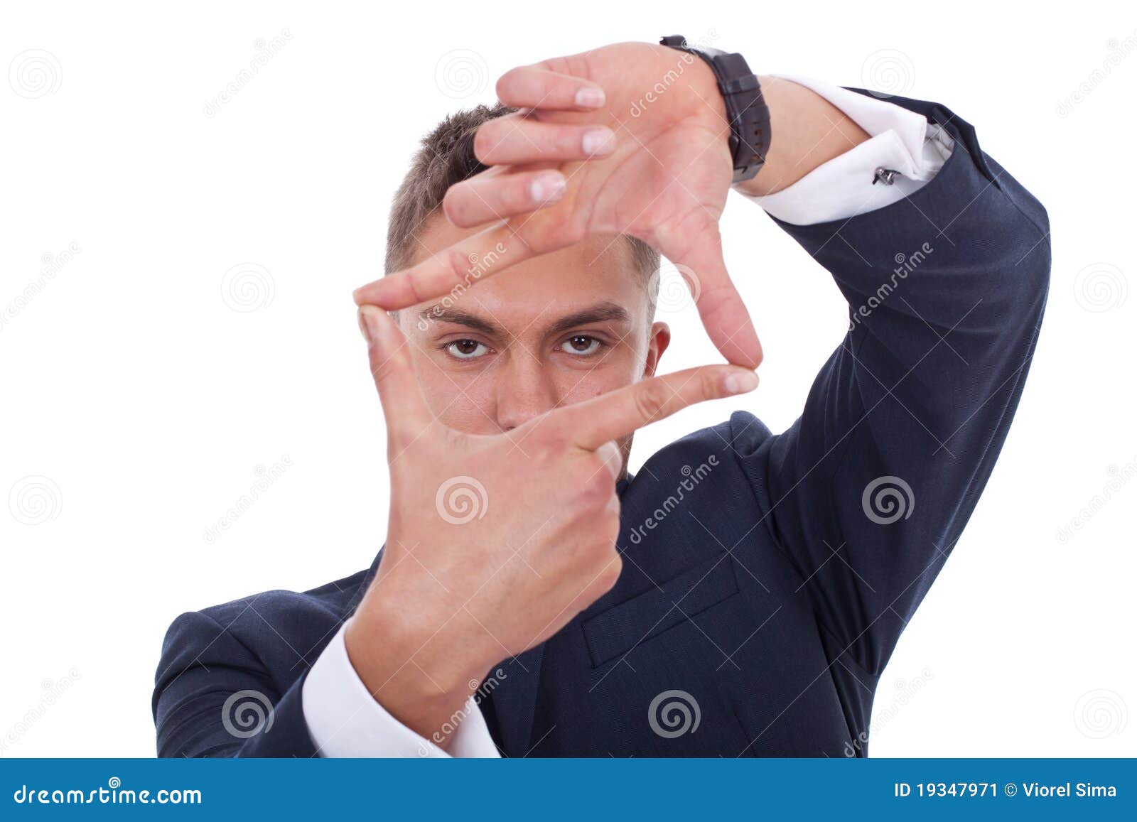 Business Man Making a Hand Frame Stock Image - Image of face, handsome ...
