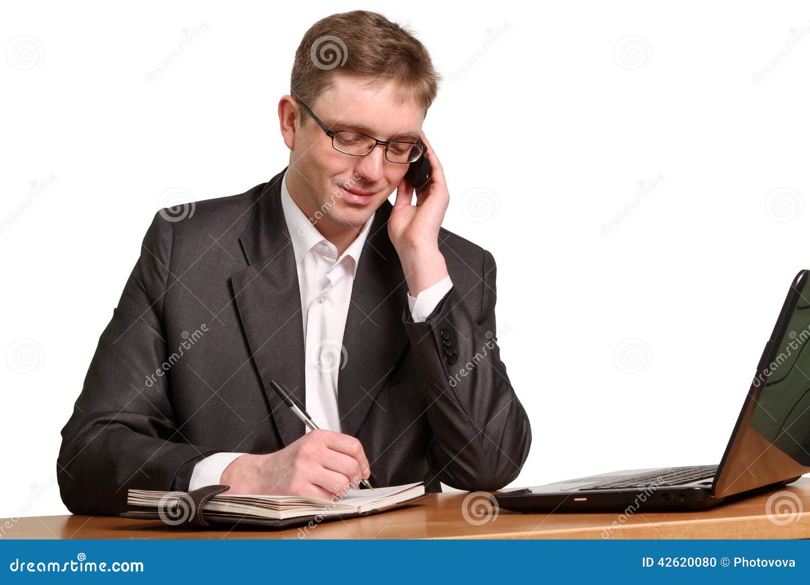 Business Man Making a Phone Call Stock Photo - Image of white ...