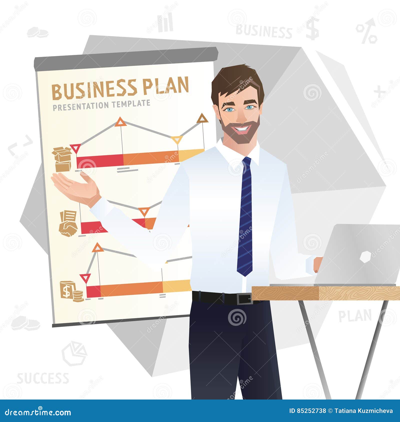 Business Man Making a Presentation. Vector Stock Vector - Illustration ...