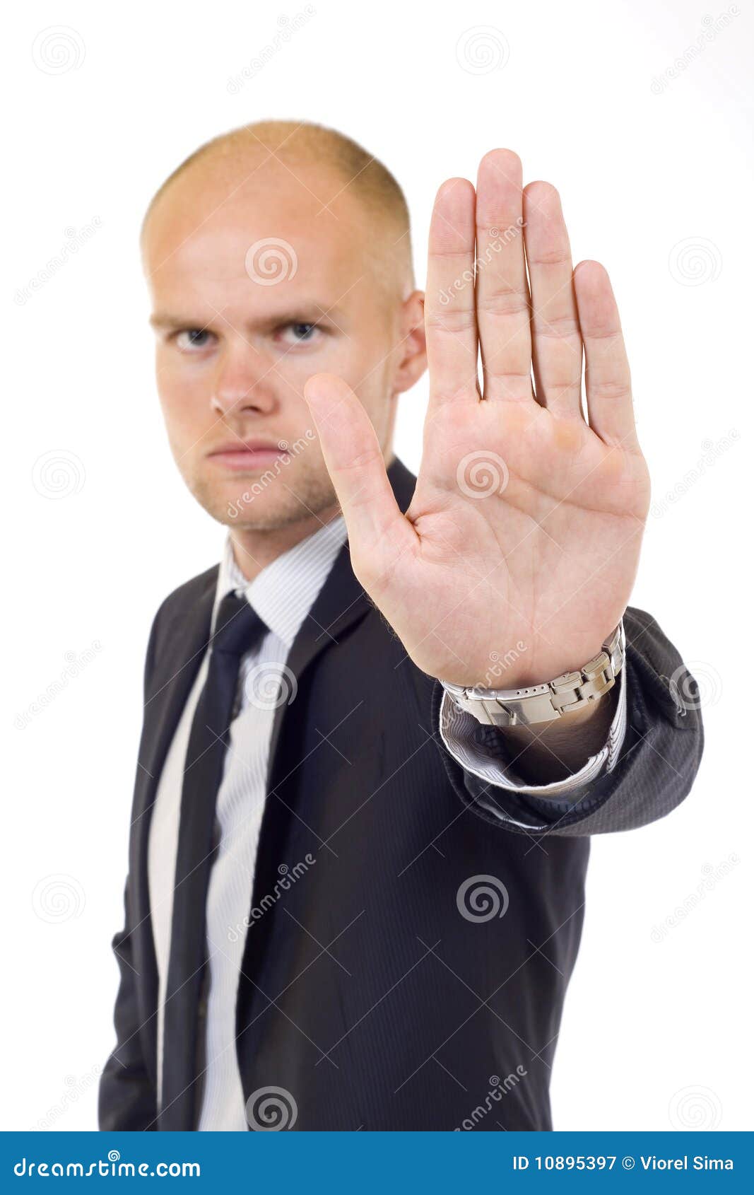 Business man making stop stock image. Image of palm, adult - 10895397