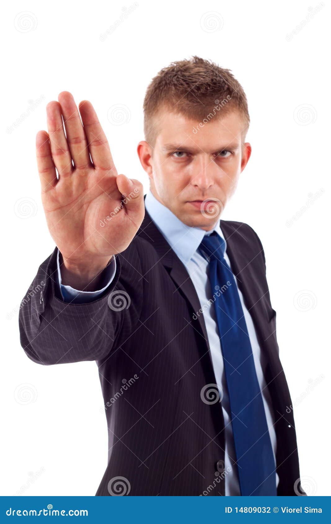 Business man making stop stock photo. Image of hold, facing - 14809032