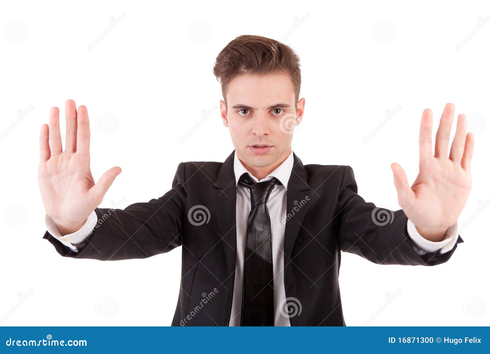 Business Man Making Stop Sign Stock Photo - Image of negative, halt ...