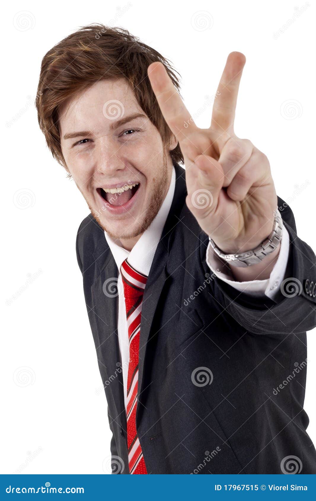 Business Man Making Victory Gesture Stock Image - Image of manager ...