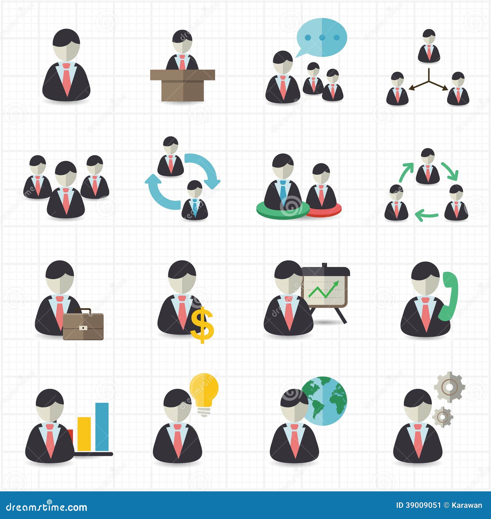 Business Man and Management Icons Stock Vector - Illustration of ...