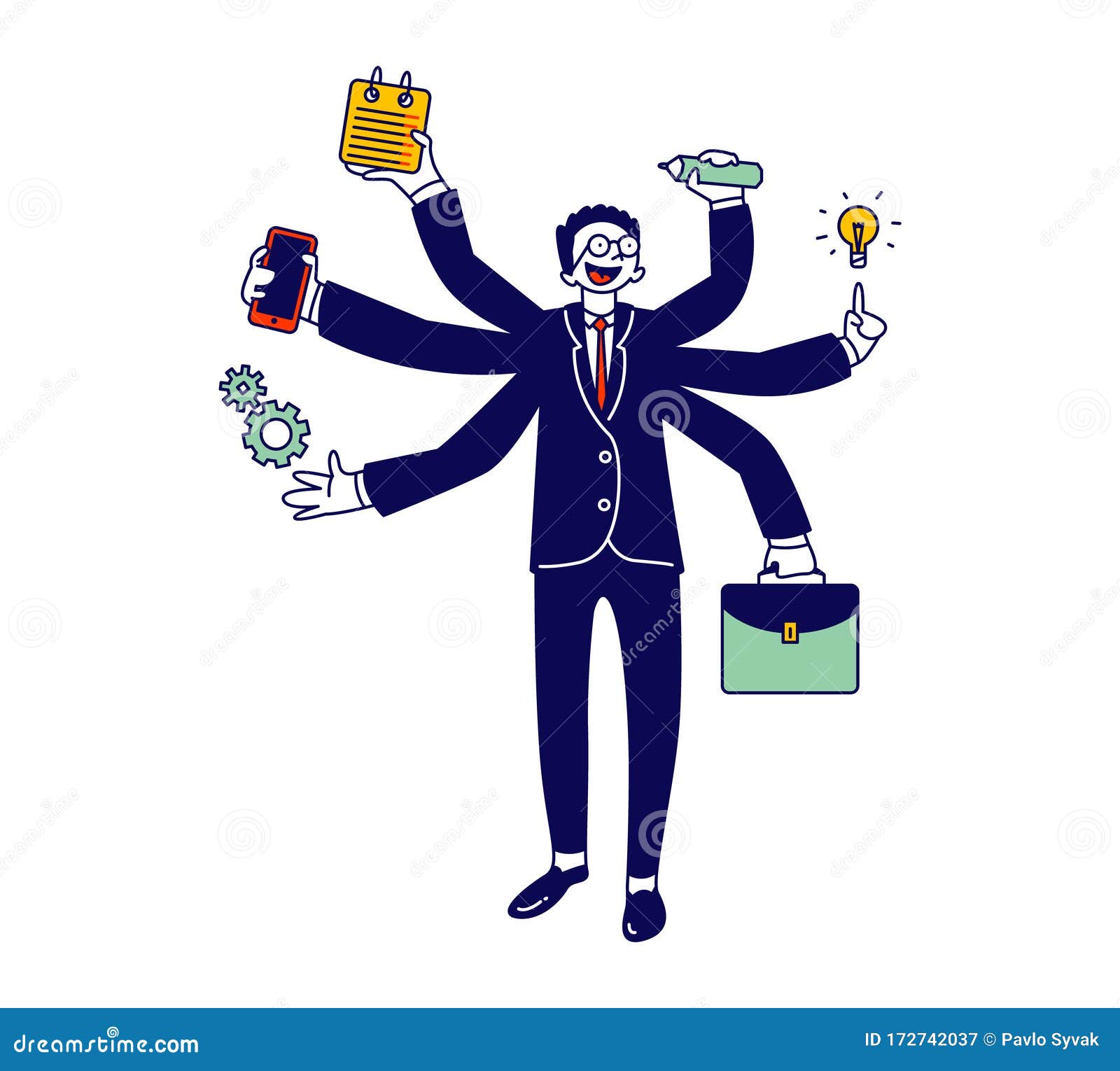 Multiple Tasks Businessman Vector. Many Hands Doing Tasks ... Multiple Tasks Businessman Vector. Many Hands Doing Tasks ...