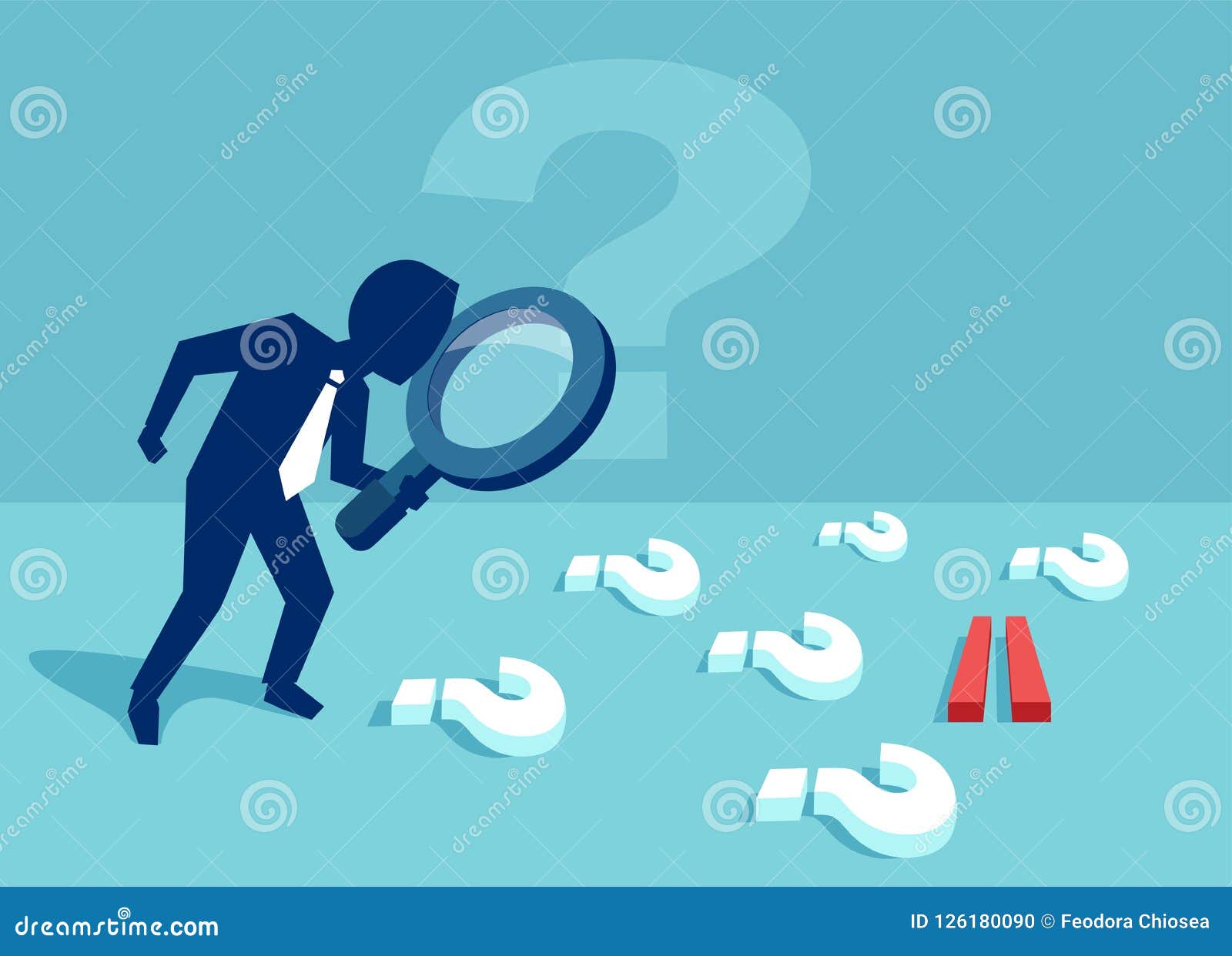 Business Man with Many Questions Searching for an Answer Stock Vector ...