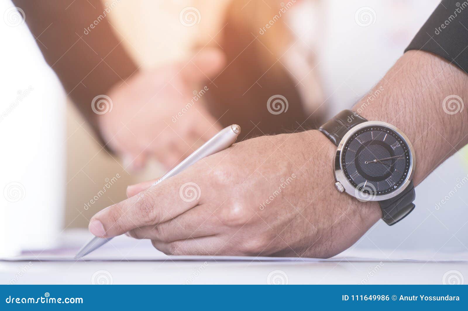 Business Man Marking on Data Sheet Using Pen Stock Photo - Image of ...