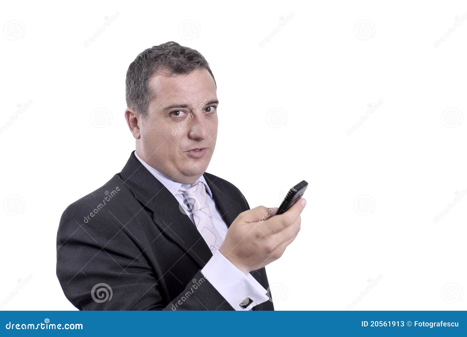 Business Man with a Mobile Phone Stock Image - Image of black, looking ...