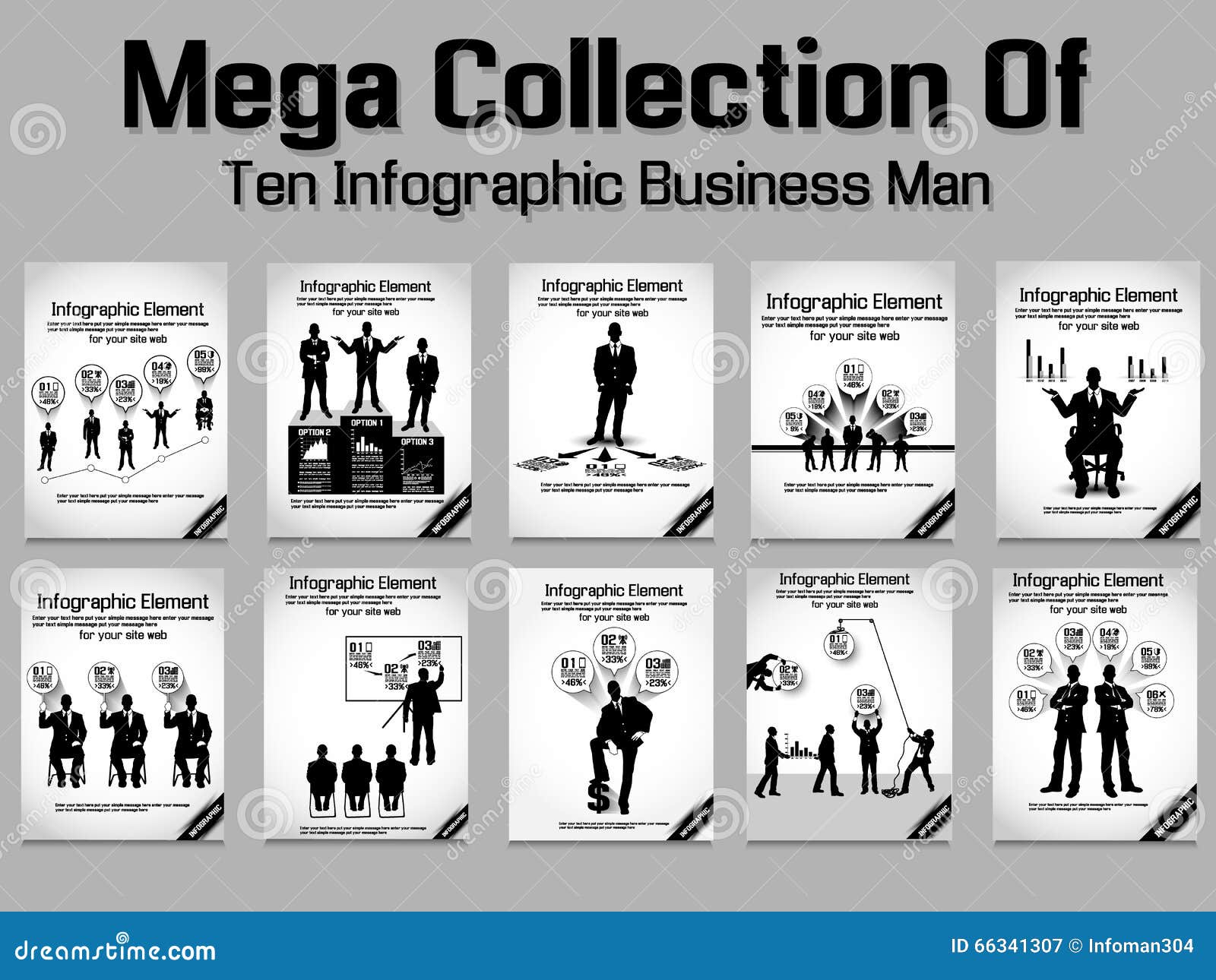 Business Man Modern Infographic Blak Stock Vector - Illustration of ...