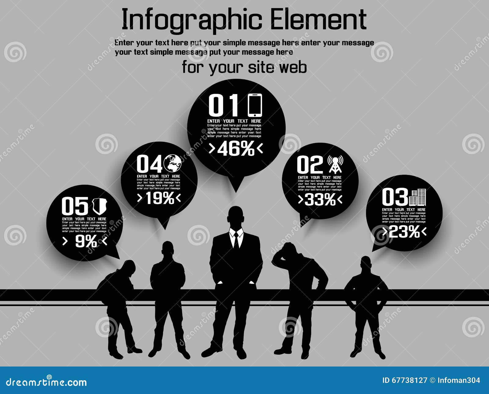 Business Man Modern Infographic Blak Stock Vector - Illustration of ...