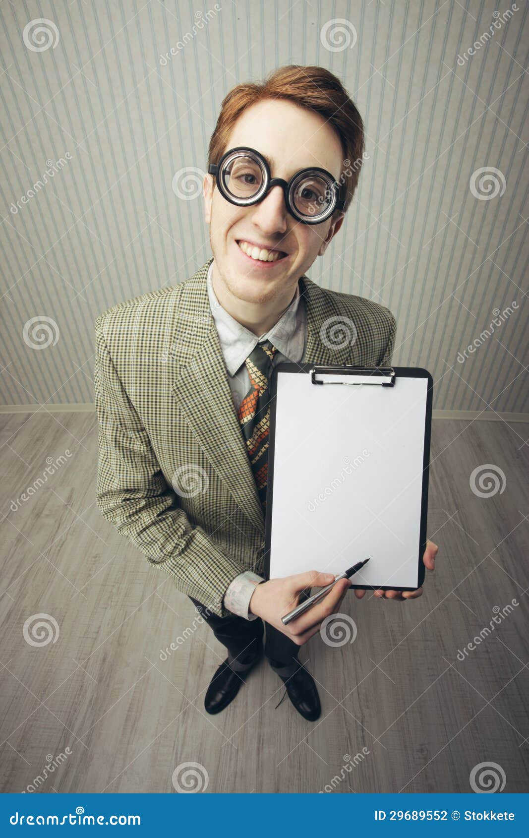 Business Man Nerd Holds a Blank Sign Stock Photo - Image of copy ...