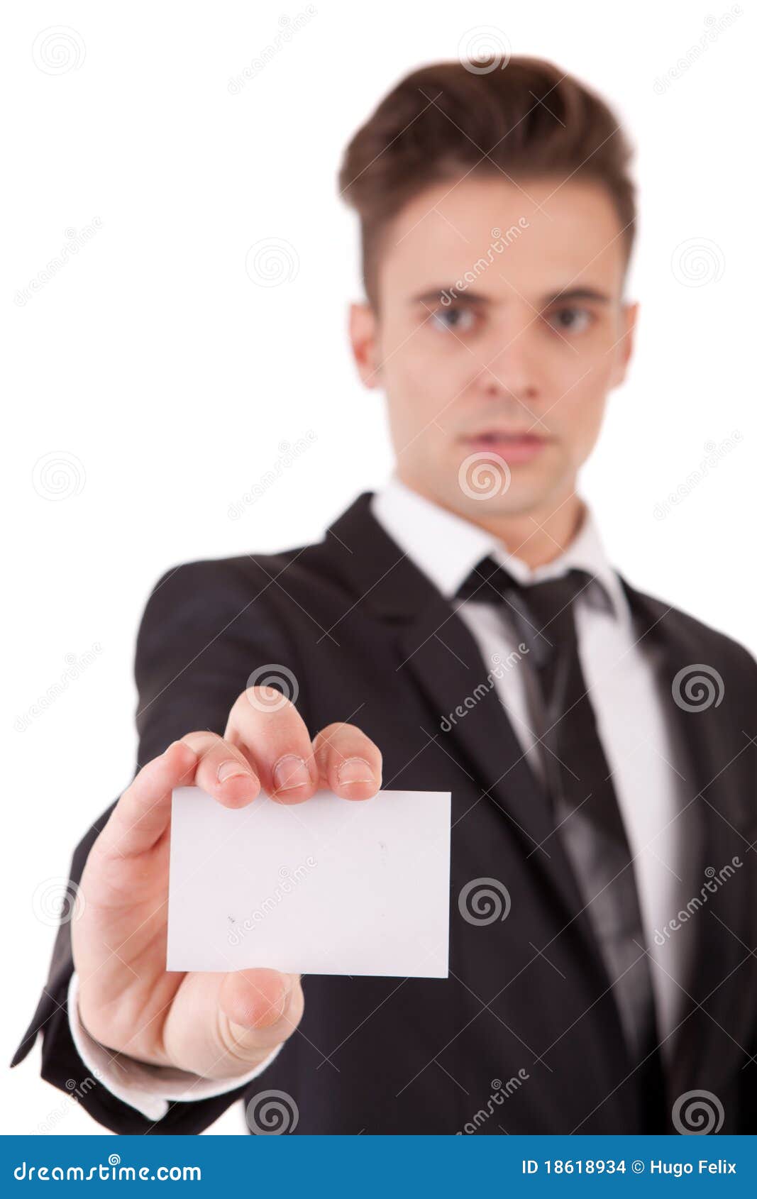 Business man offering card stock photo. Image of hand - 18618934