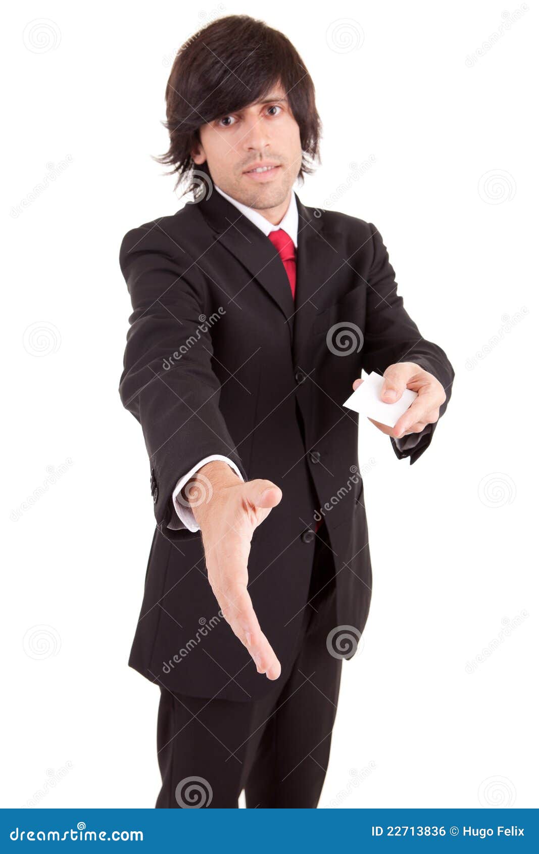 Business man offering card stock photo. Image of contact - 22713836