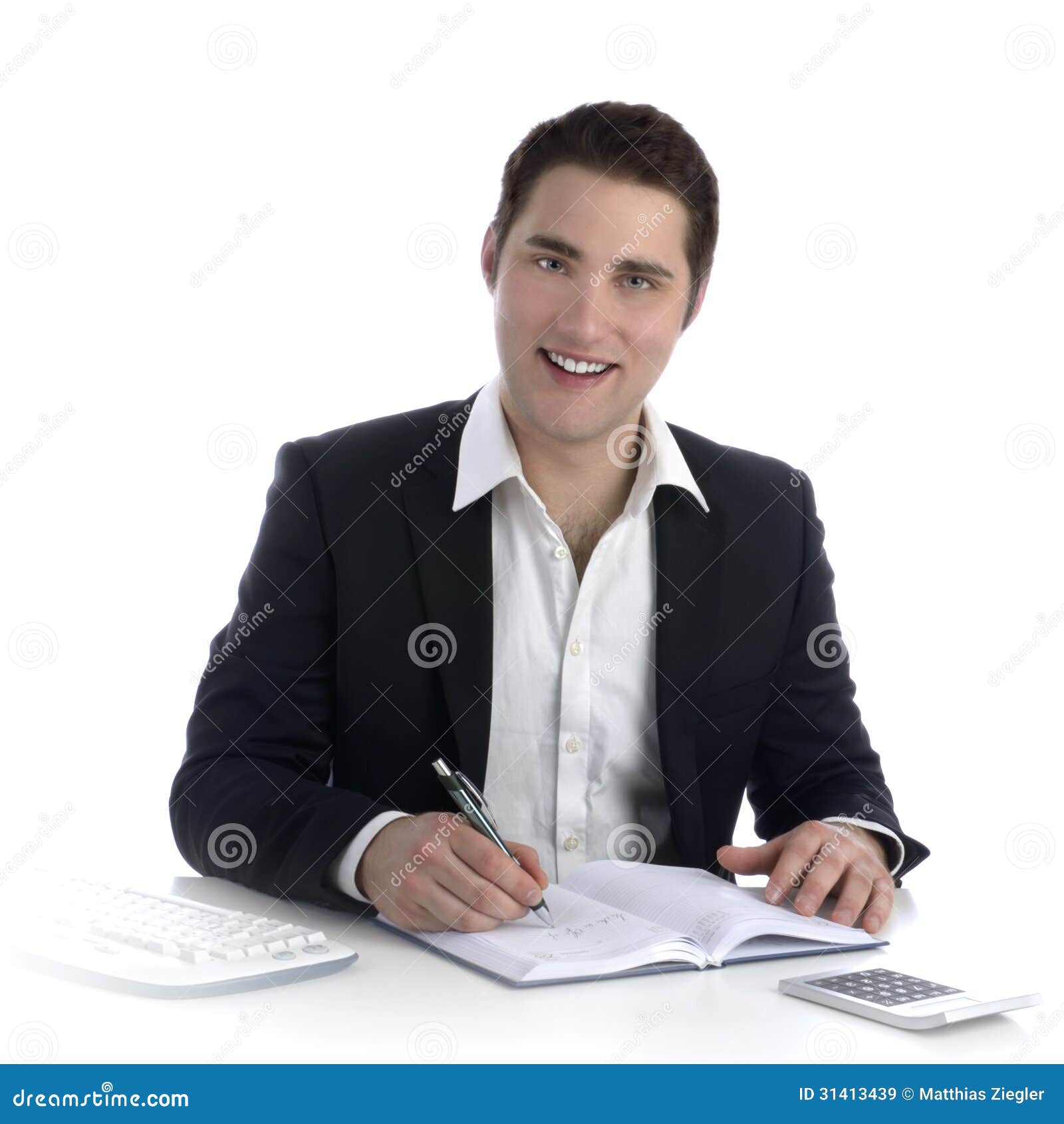 Business Man at Office Desk Stock Image - Image of success, gesture ...