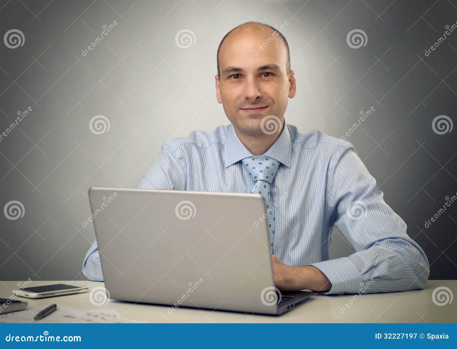 Business Man in Office with Laptop Stock Image - Image of adult, young ...