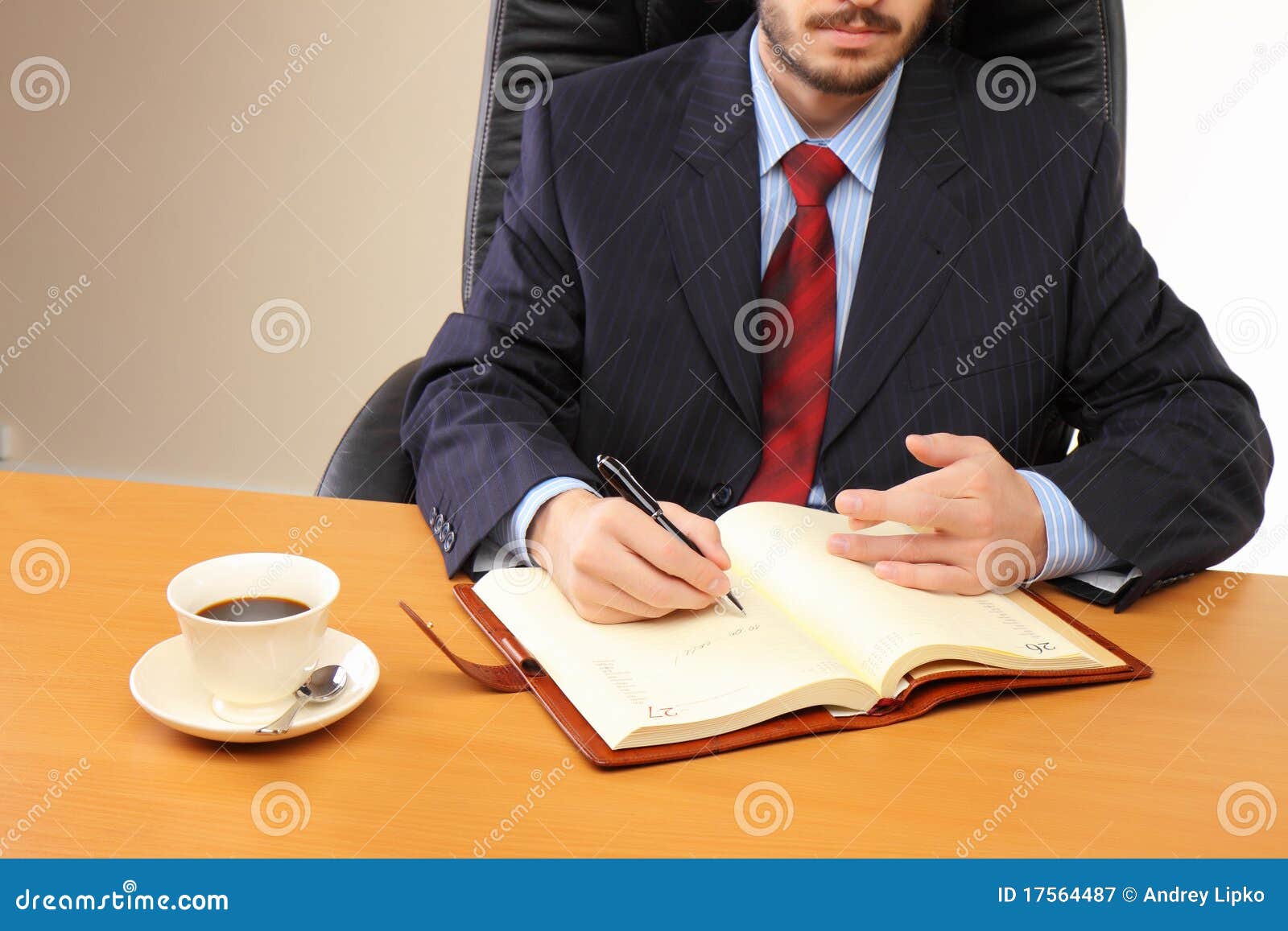 Business Man at Office Working at His Workplace. Stock Image - Image of ...