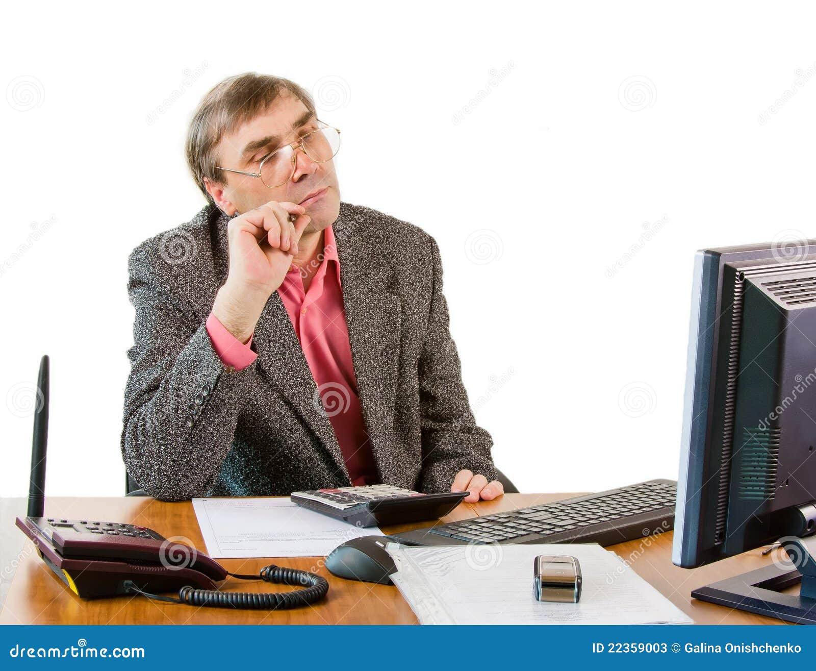 A Business Man in an Office Works Stock Image - Image of mobile ...