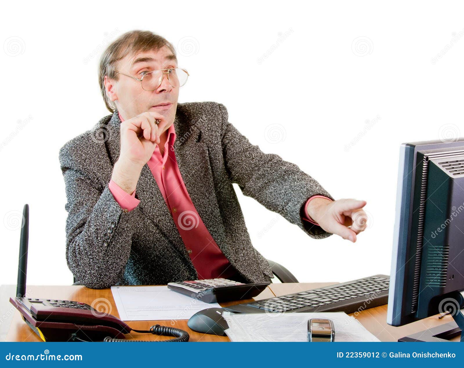 A Business Man in an Office Works Stock Photo - Image of office ...
