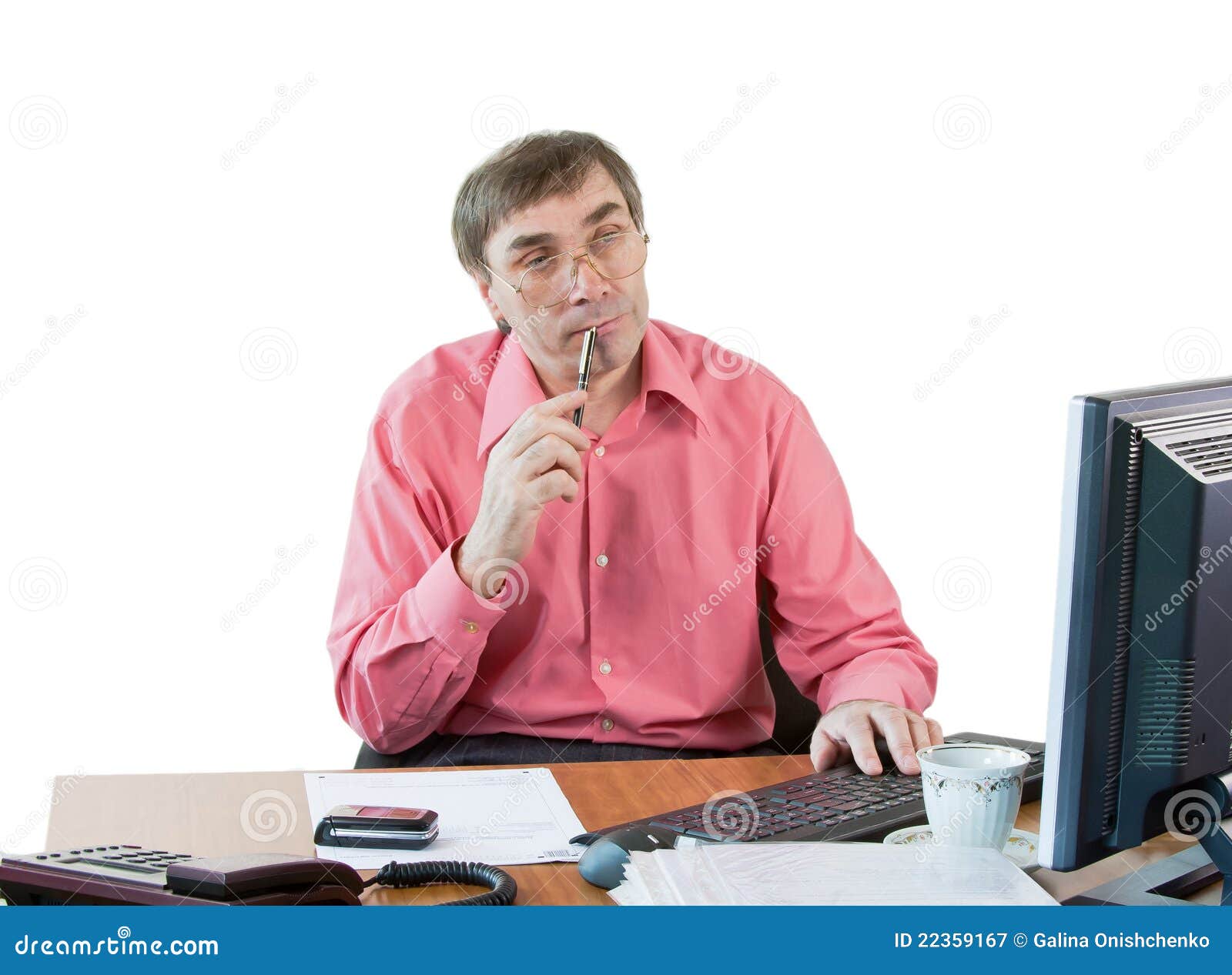 A Business Man in an Office Works Stock Image - Image of expert, data ...