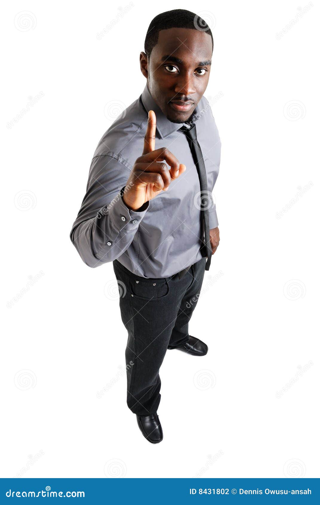 Business Man With One Finger Up Stock Photography - Image: 8431802