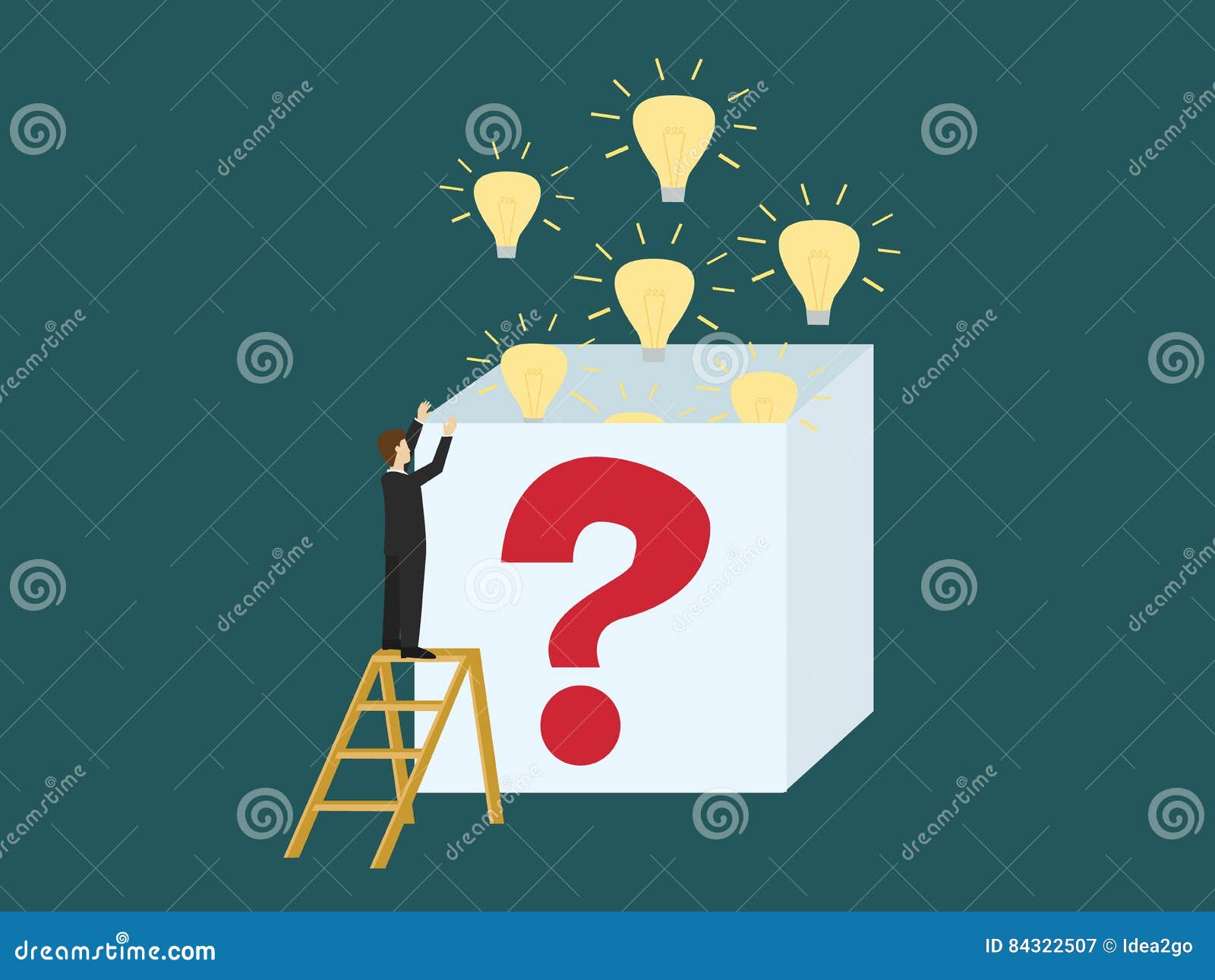 Business Man Open the Box with Idea Inside. Stock Vector - Illustration ...