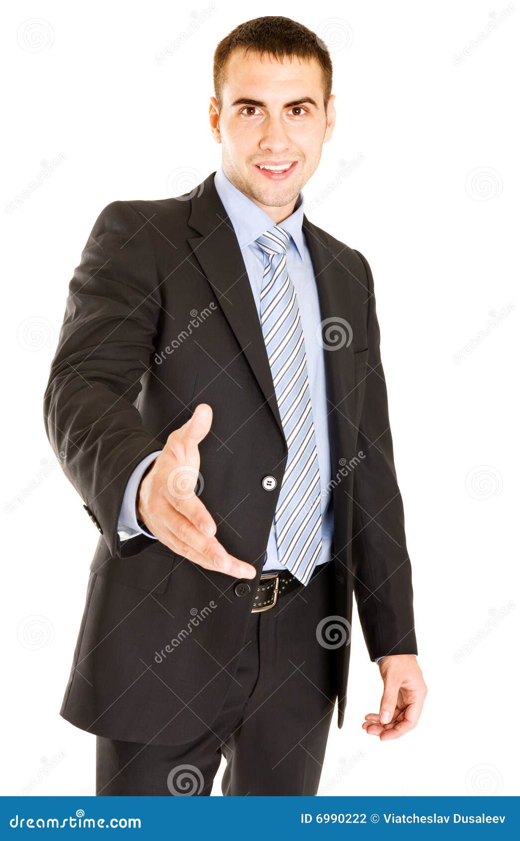 Business Man with an Open Hand Ready for a Handsha Stock Photo - Image ...