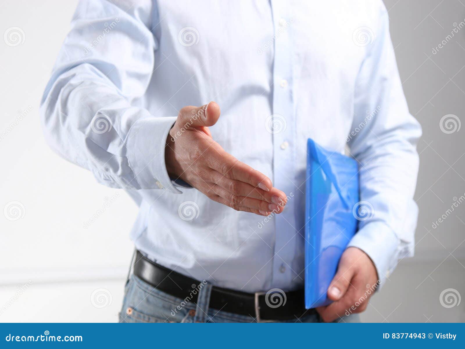 Business Man with an Open Hand Ready Handshake Stock Image - Image of ...