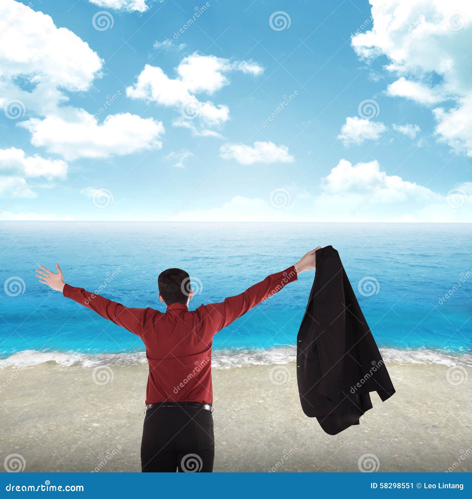 Business Man Open His Suit on the Beach Stock Image - Image of ...