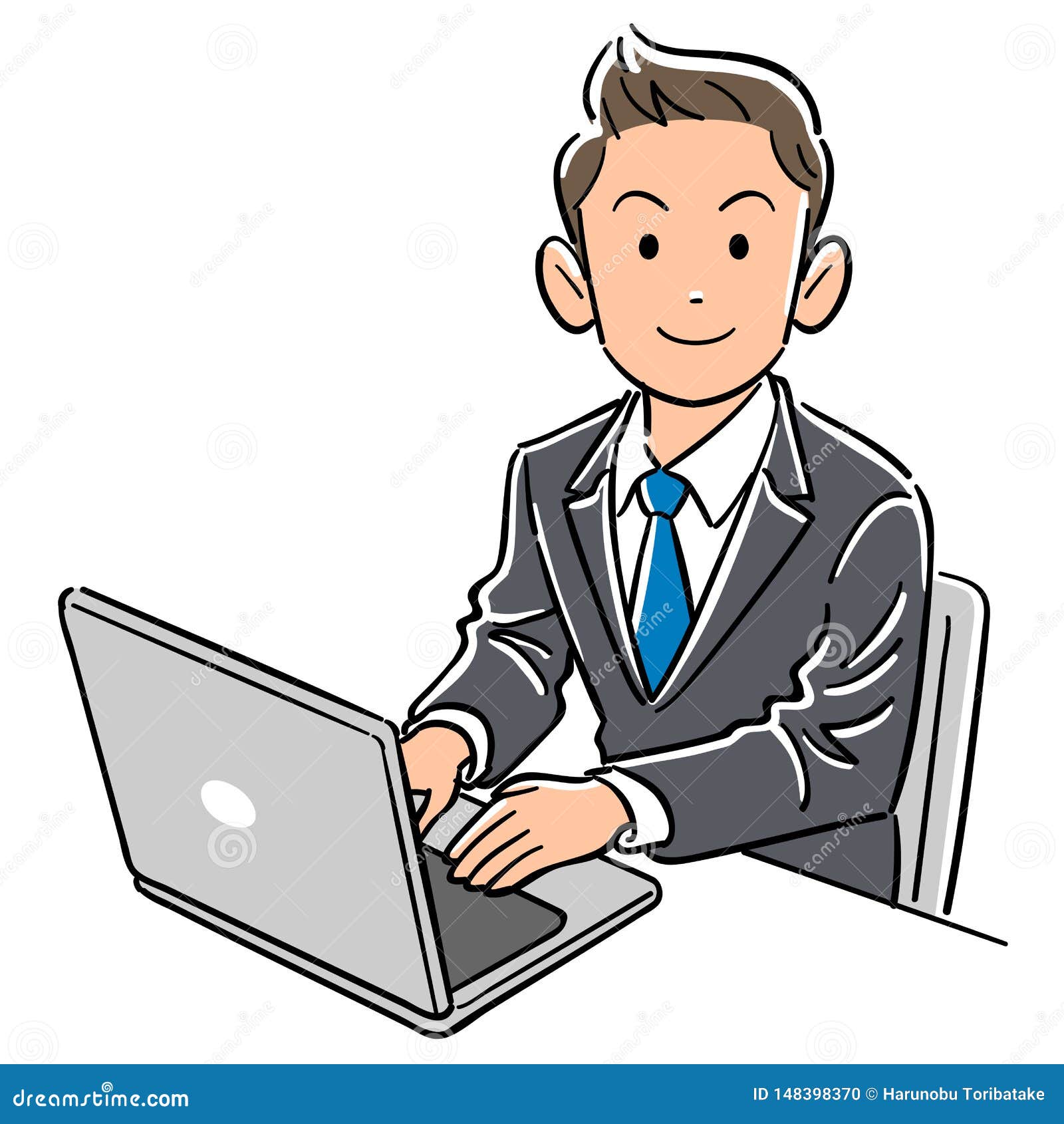Business Man Operating a Personal Computer Stock Vector - Illustration ...