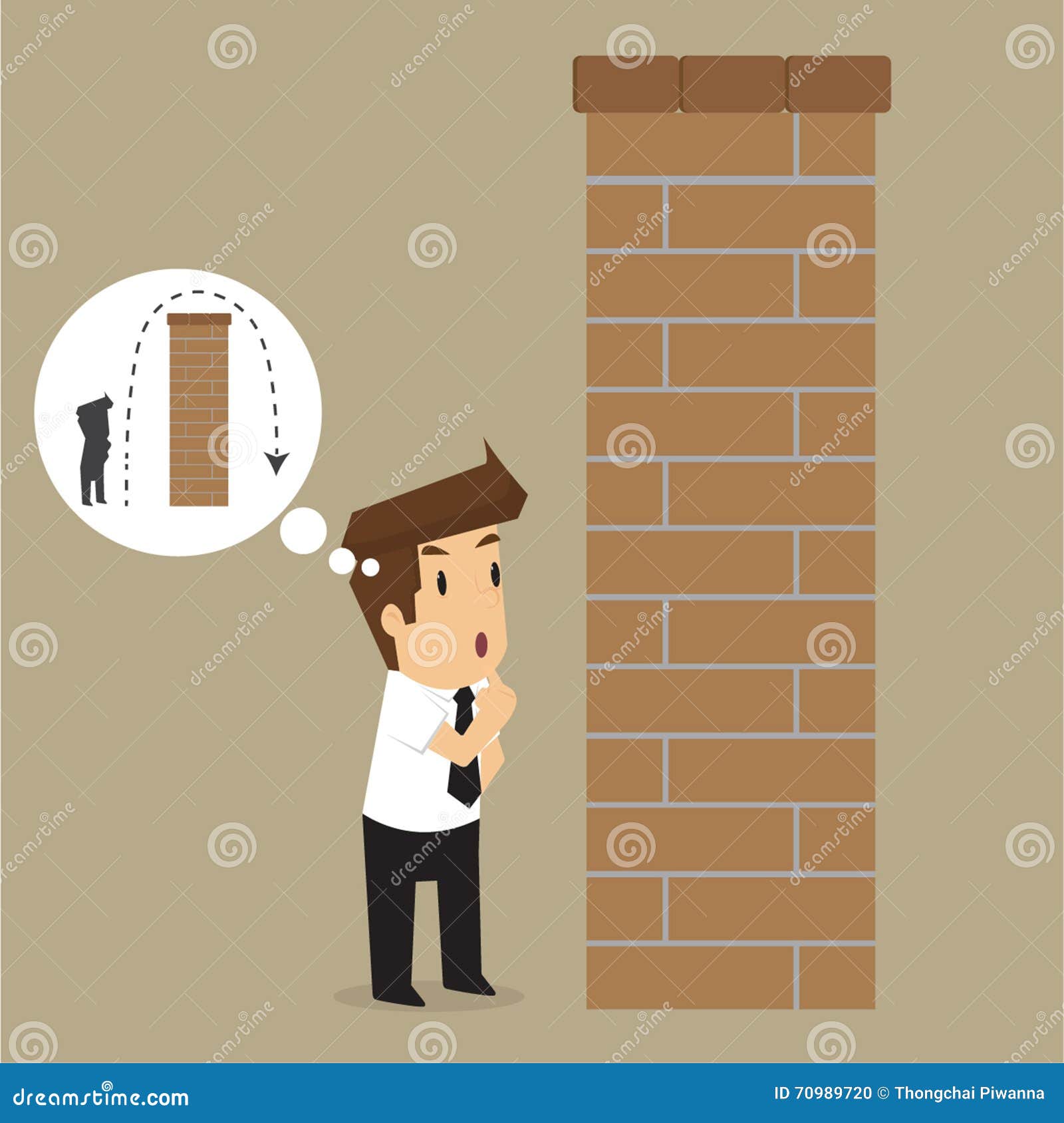 Business Man Over the Wall Plan Stock Vector - Illustration of ...