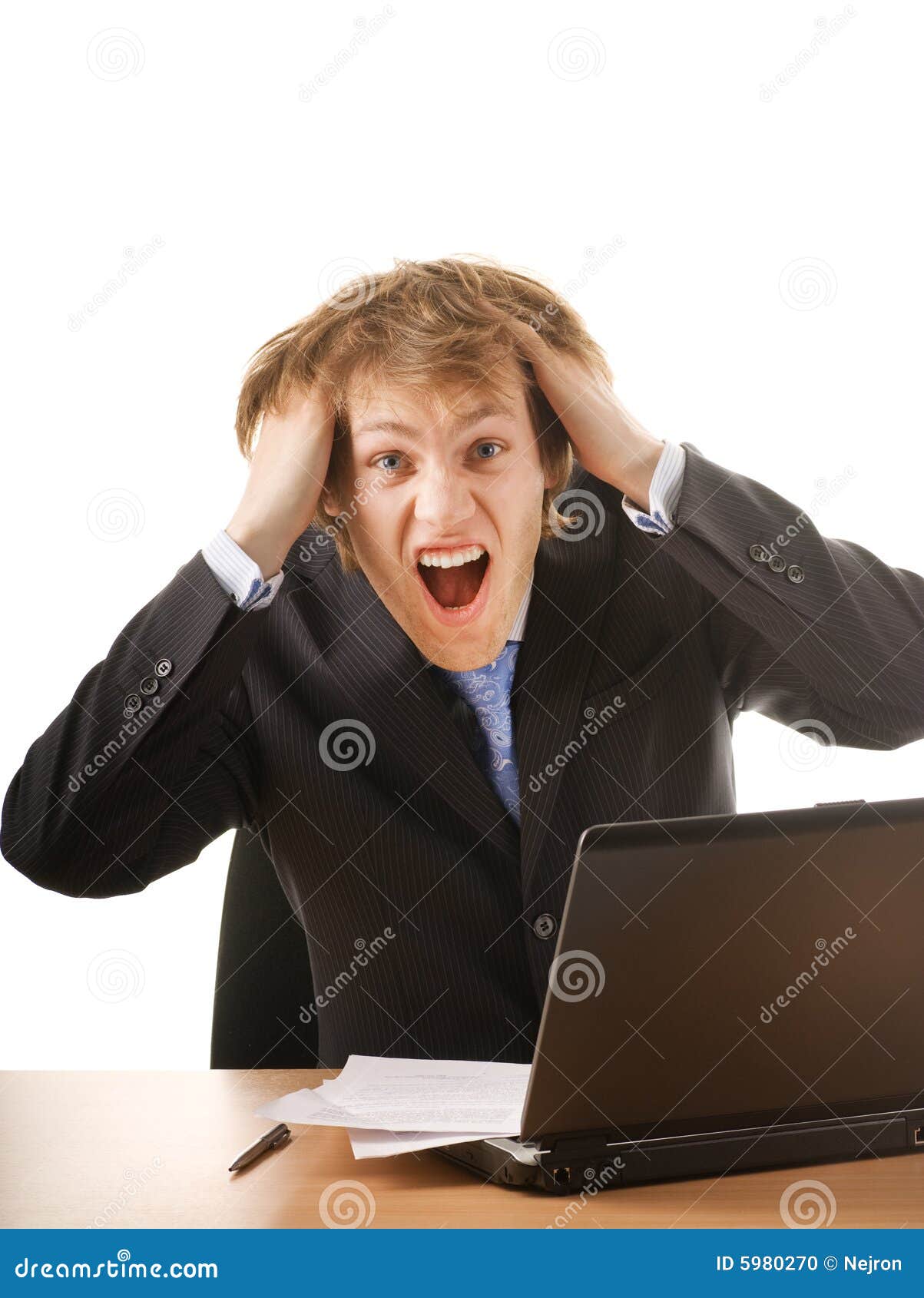 Business man in panic stock photo. Image of isolated, male - 5980270
