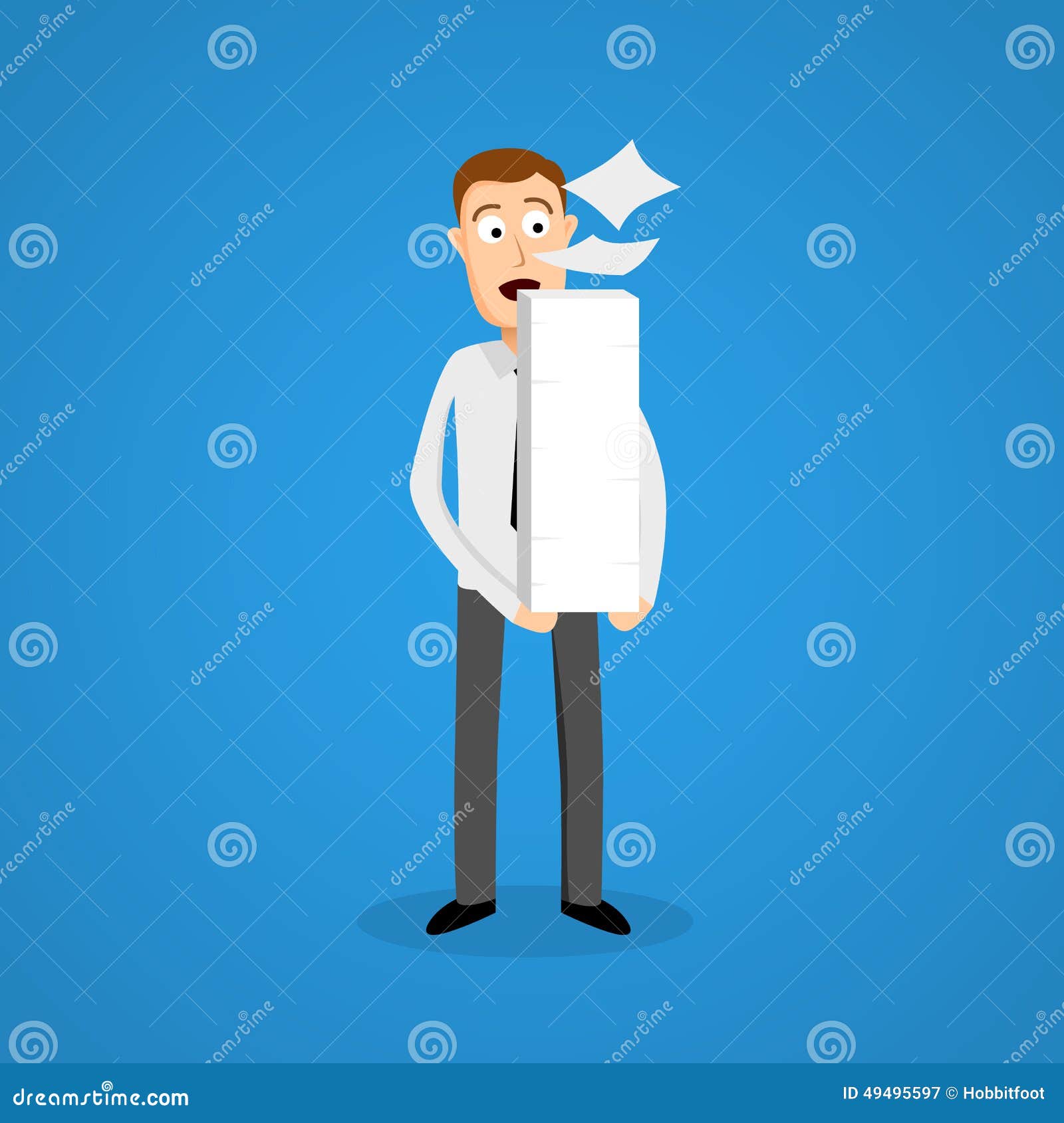 Business Man and Paper Ream. a Lot of Work Stock Vector - Illustration ...