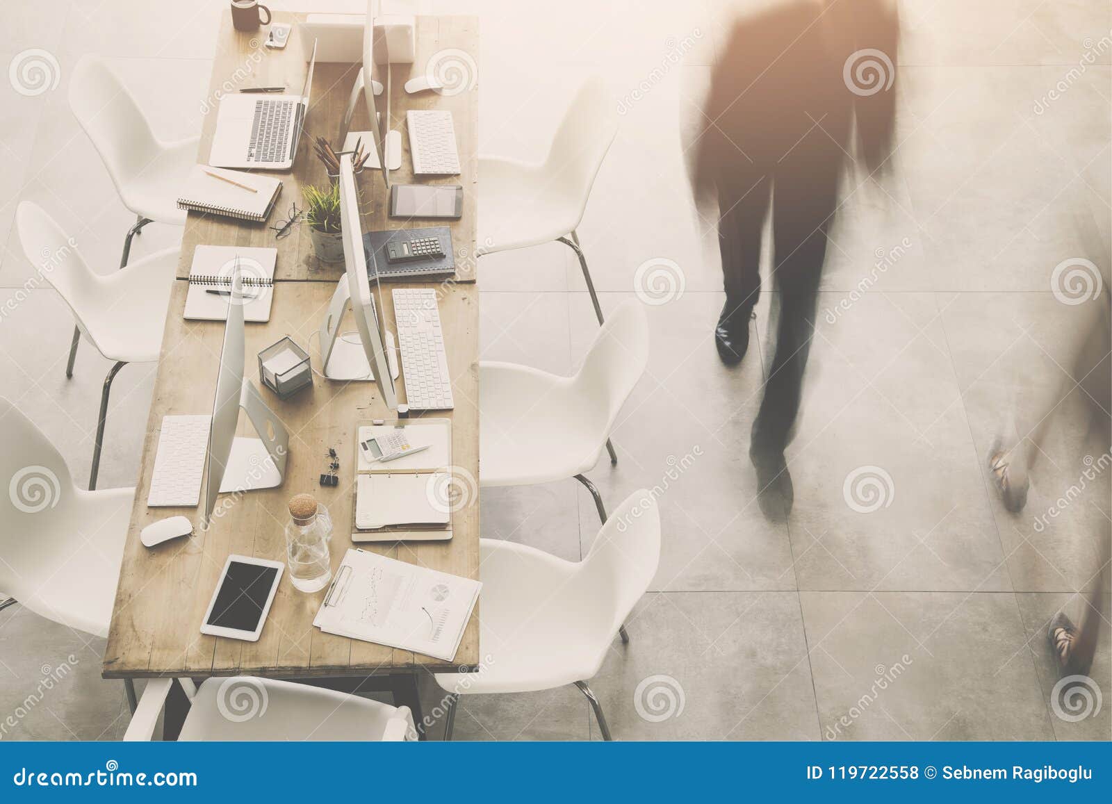 Business Man Passing by Table Stock Photo - Image of laptop, lonely ...