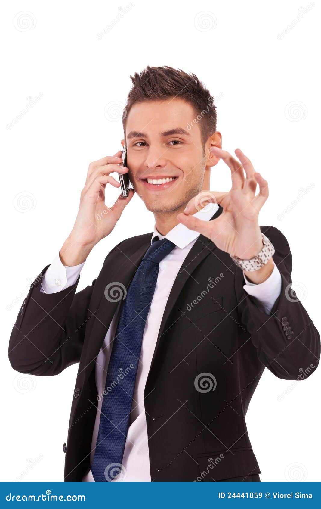 Business Man on the Phone Approving Stock Image - Image of outdoor ...