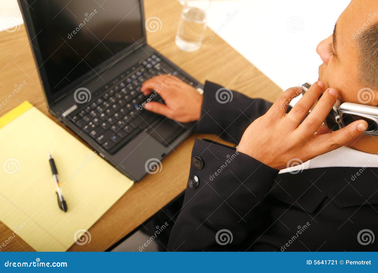 Business Man on the Phone and Computer Stock Image - Image of ...