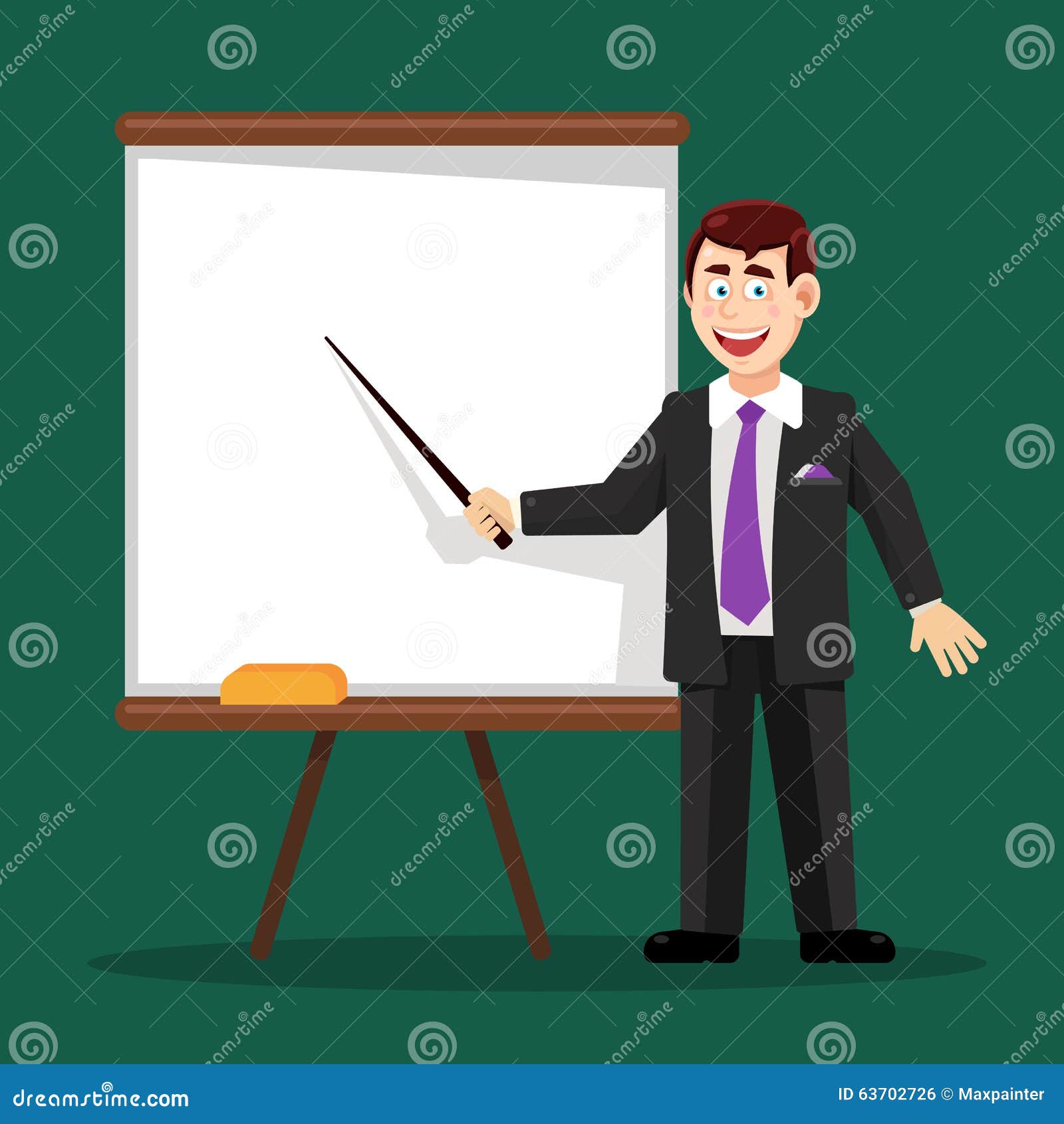 Business Man with Pointer at the Board Stock Vector - Illustration of ...