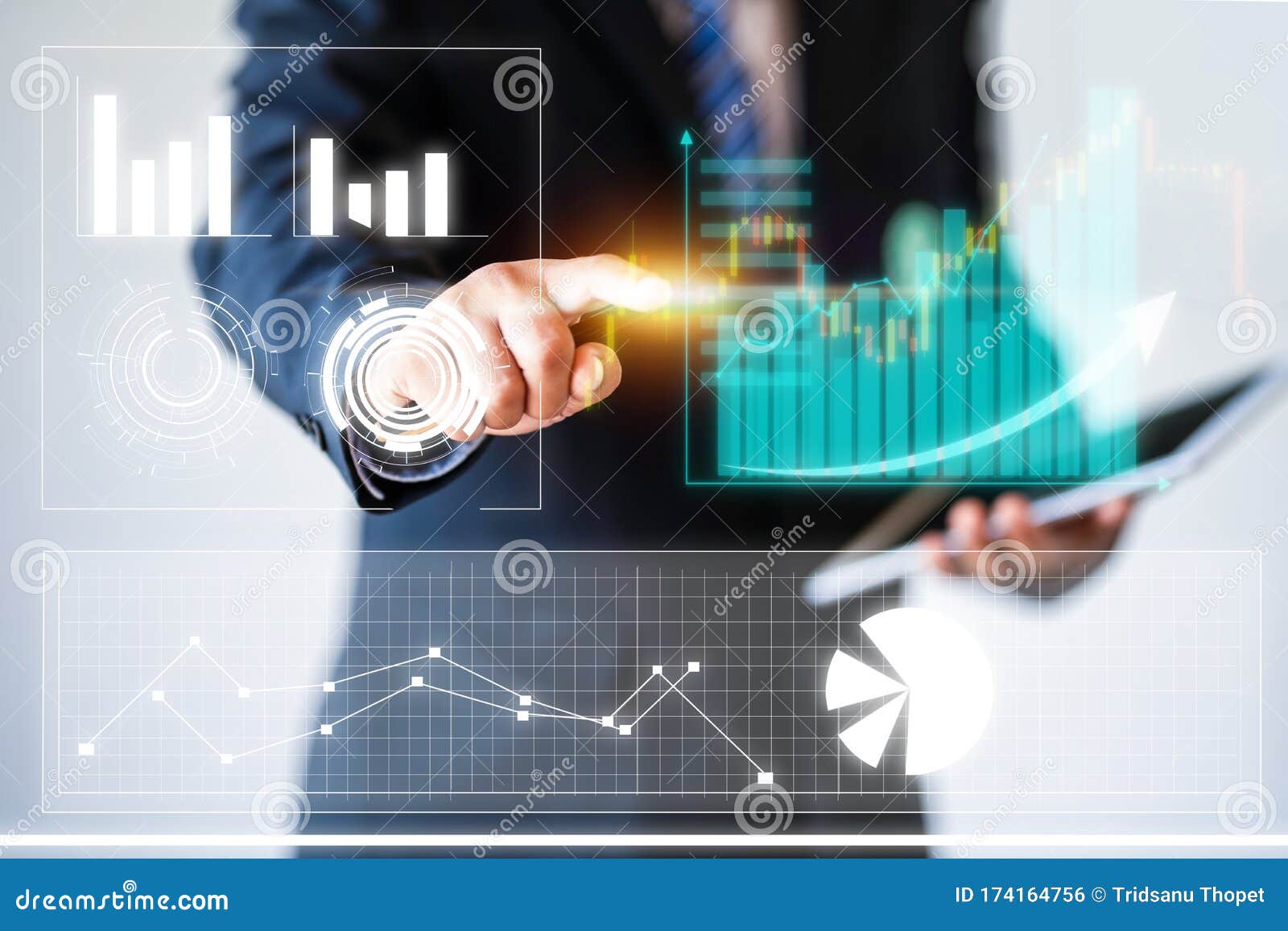 Business Man Pointing Business Chart Stock Photo - Image of marketing ...